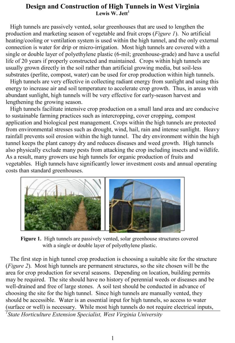 High Tunnel Construction Manual